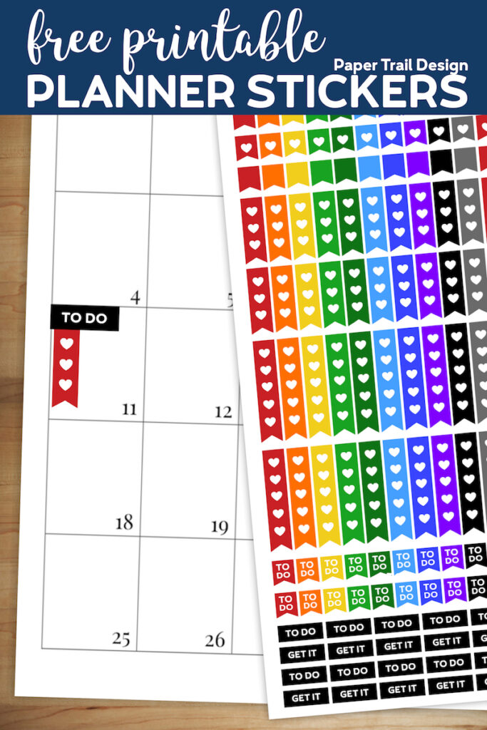 Free Printable Rainbow Planner Stickers - Paper Trail Design