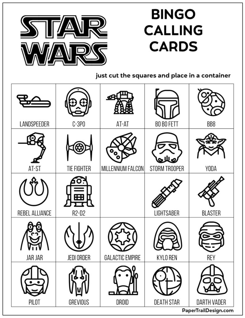 Star Wars Bingo {Free Printable Party Game} - Paper Trail Design