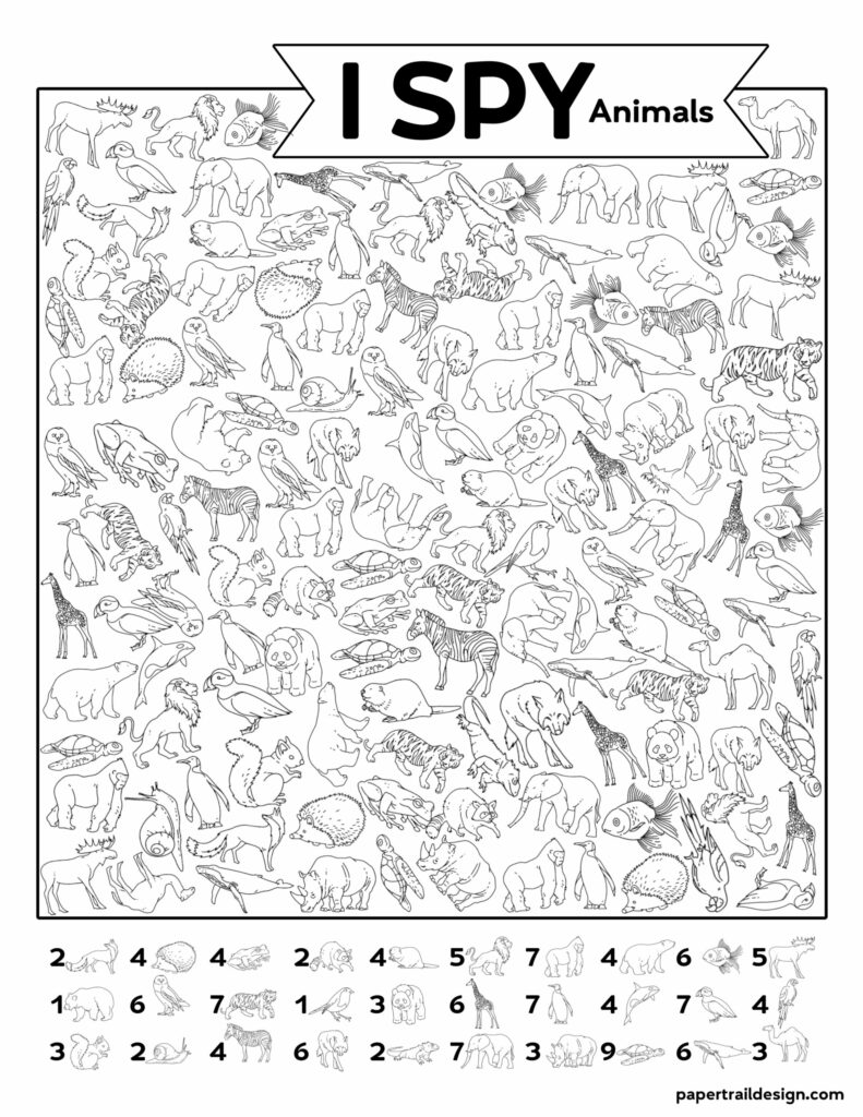 Free Printable I Spy Animal Activity {Boredom Buster} - Paper Trail Design