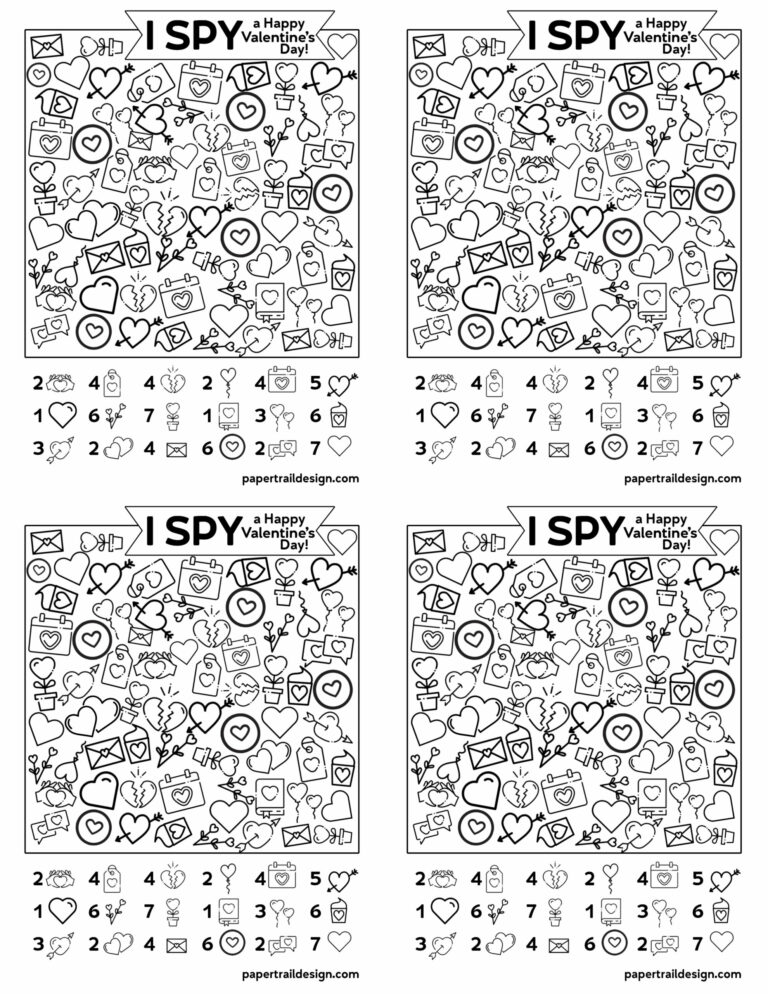 Free Printable I Spy Valentine Exchange Cards - Paper Trail Design