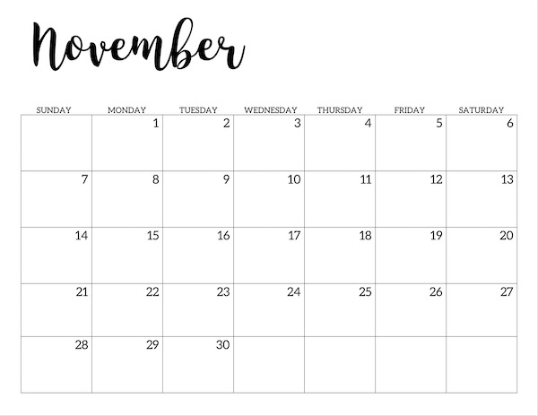 2021 Calendar Printable Free Template | Paper Trail Design