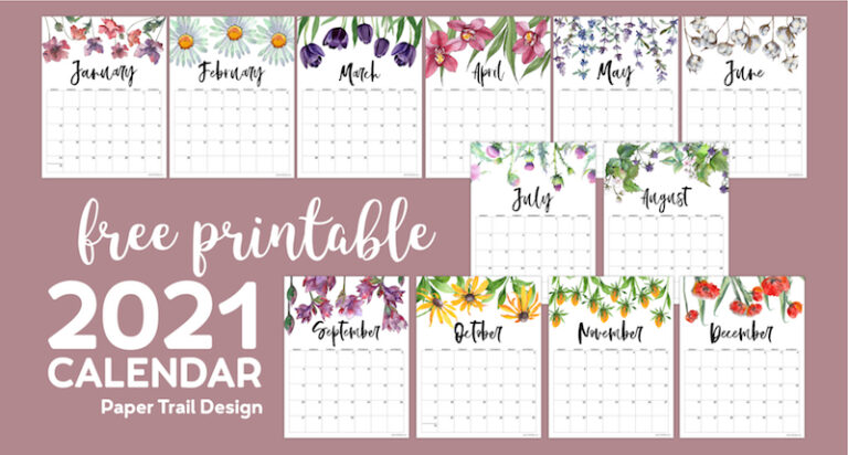 Free Printable 2021 Calendars - Paper Trail Design