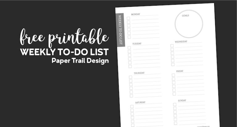 Free Weekly To-Do List Printable Template - Paper Trail Design