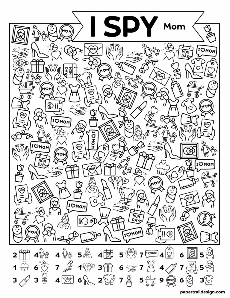 Free Printable I Spy Mother's Day Activity - Paper Trail Design