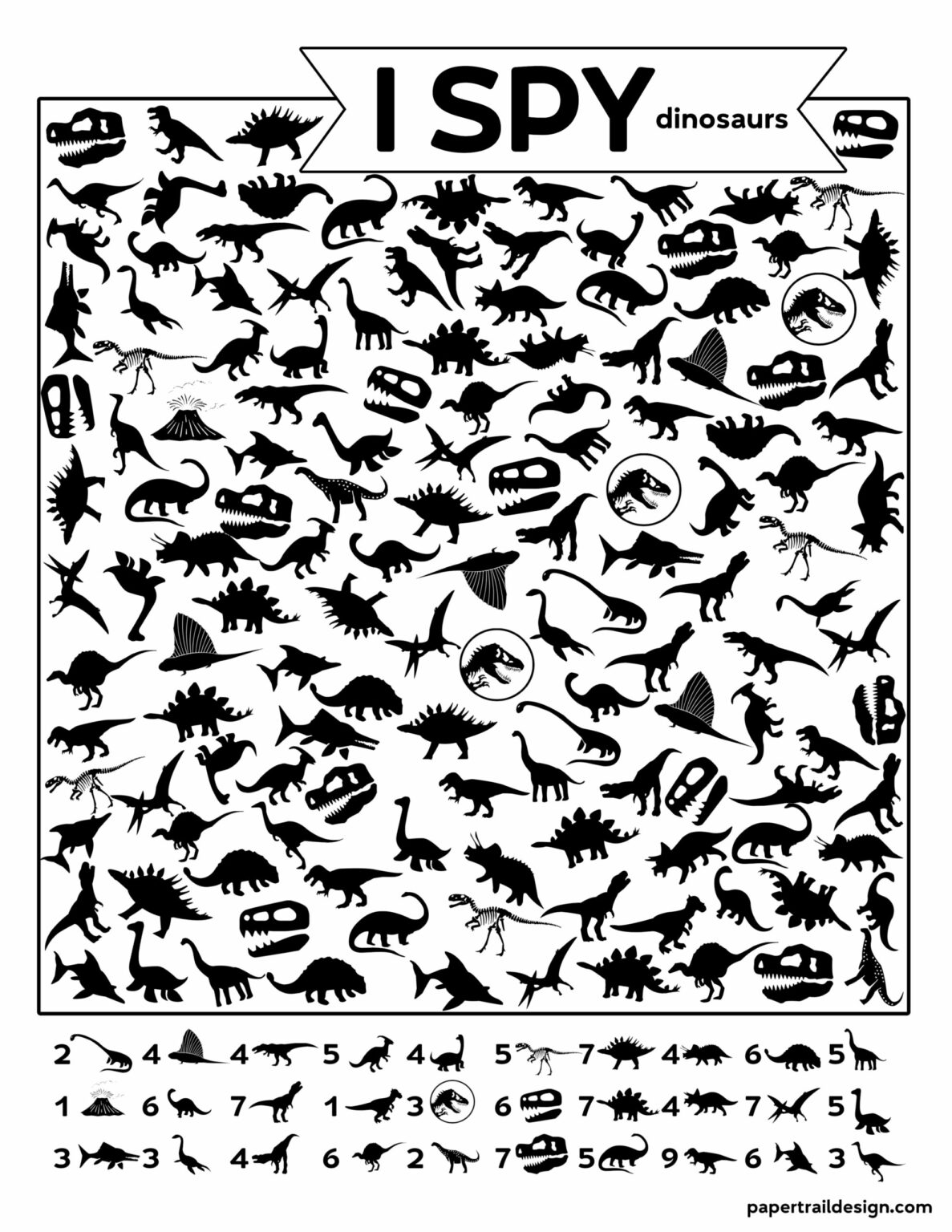Free Printable I Spy Dinosaurs Activity - Paper Trail Design