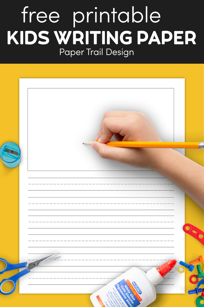 Free Printable Lined Writing Paper with Drawing Box - Paper Trail Design