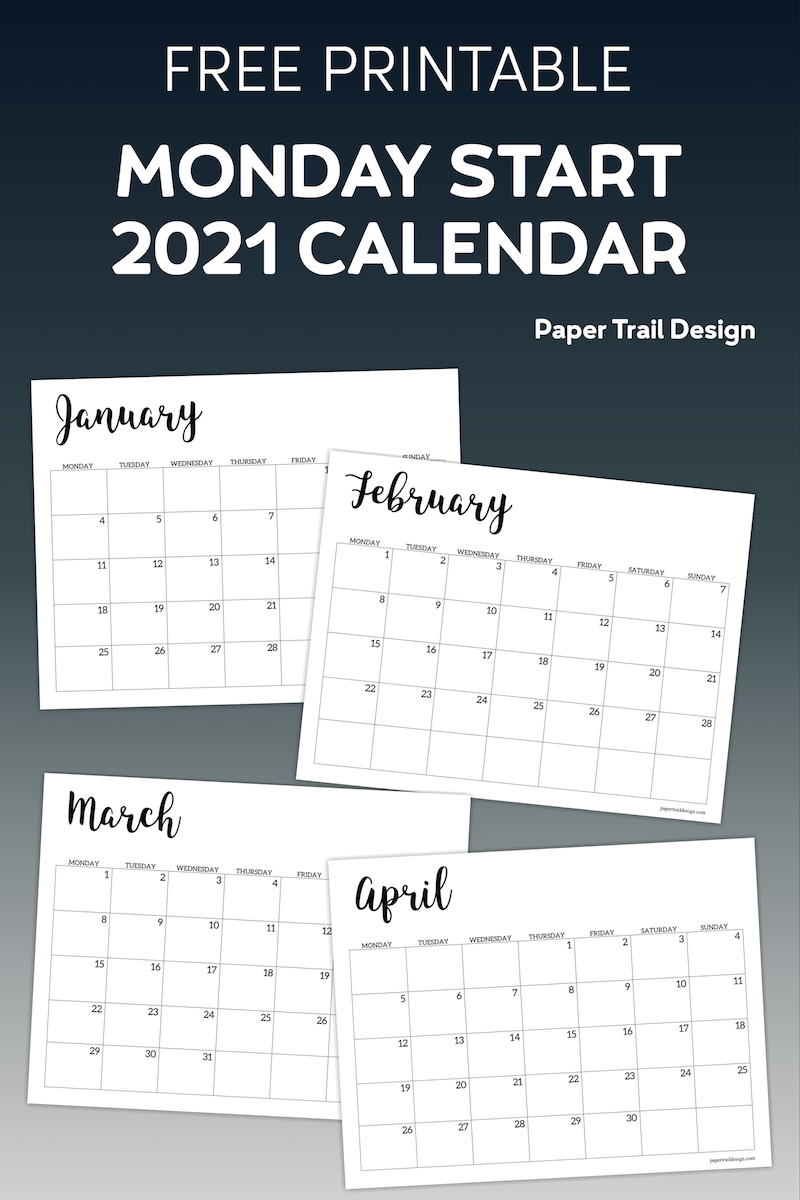 Free Printable 2021 Calendar - Monday Start - Paper Trail Design