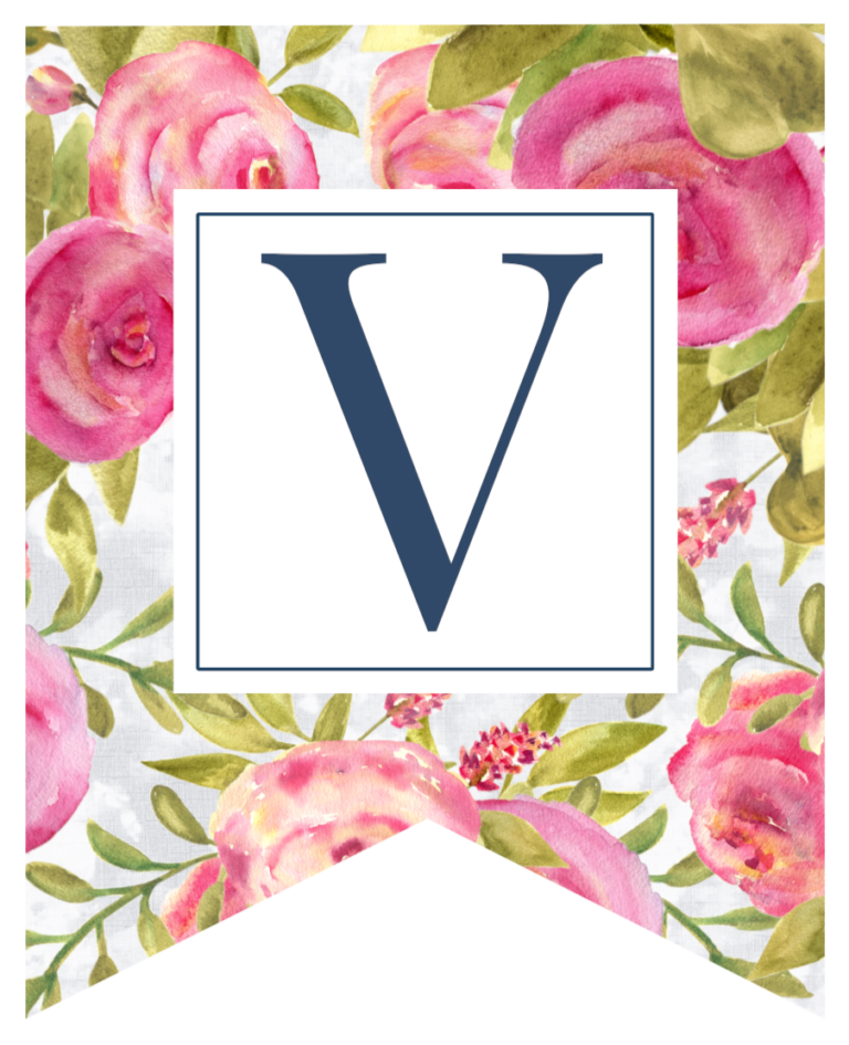 Free Printable Floral Banner Letters - Paper Trail Design