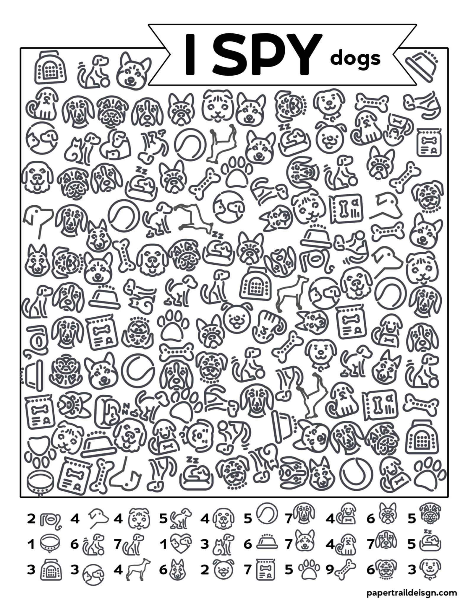 Free Printable I Spy Dogs Activity - Paper Trail Design
