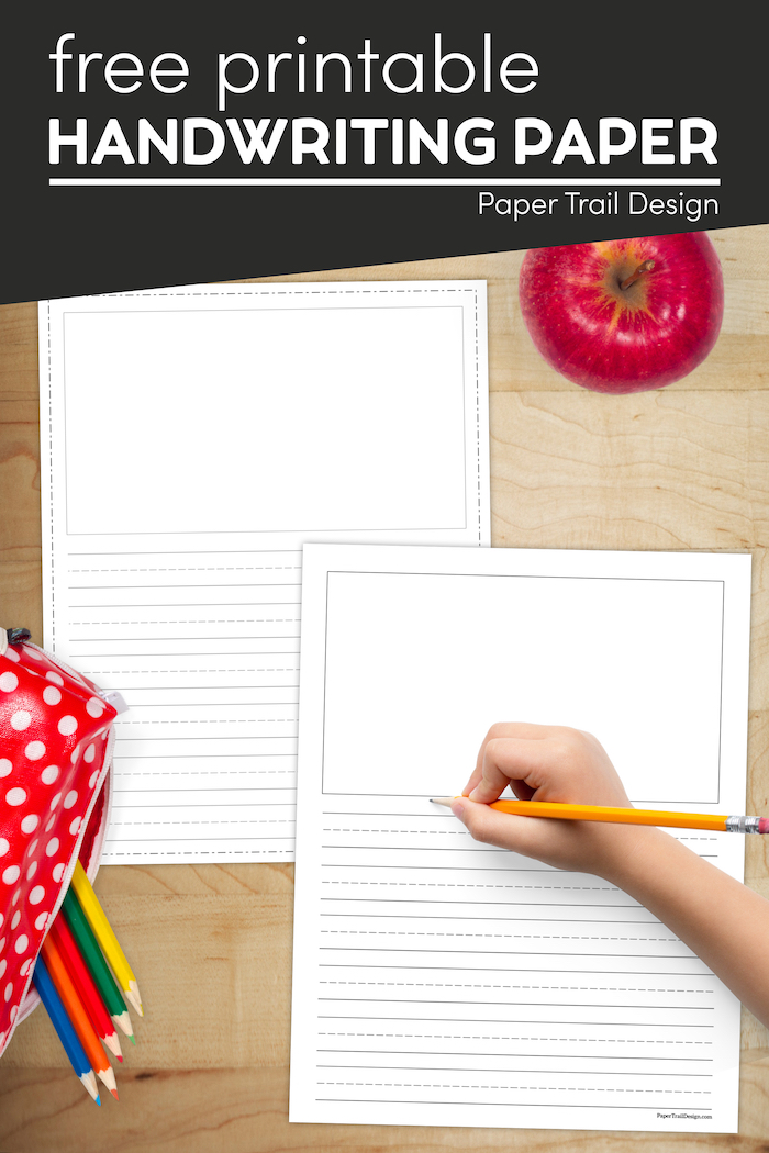 Free Printable Lined Writing Paper with Drawing Box - Paper Trail Design