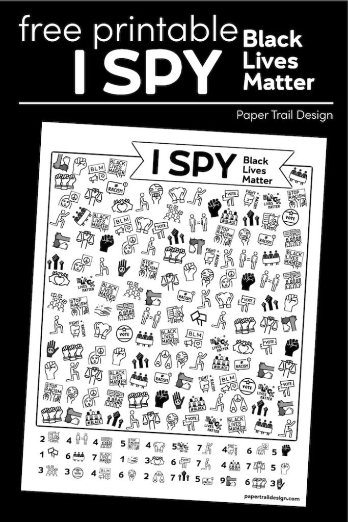 Free Printable I Spy Black Lives Matter Activity - Paper Trail Design