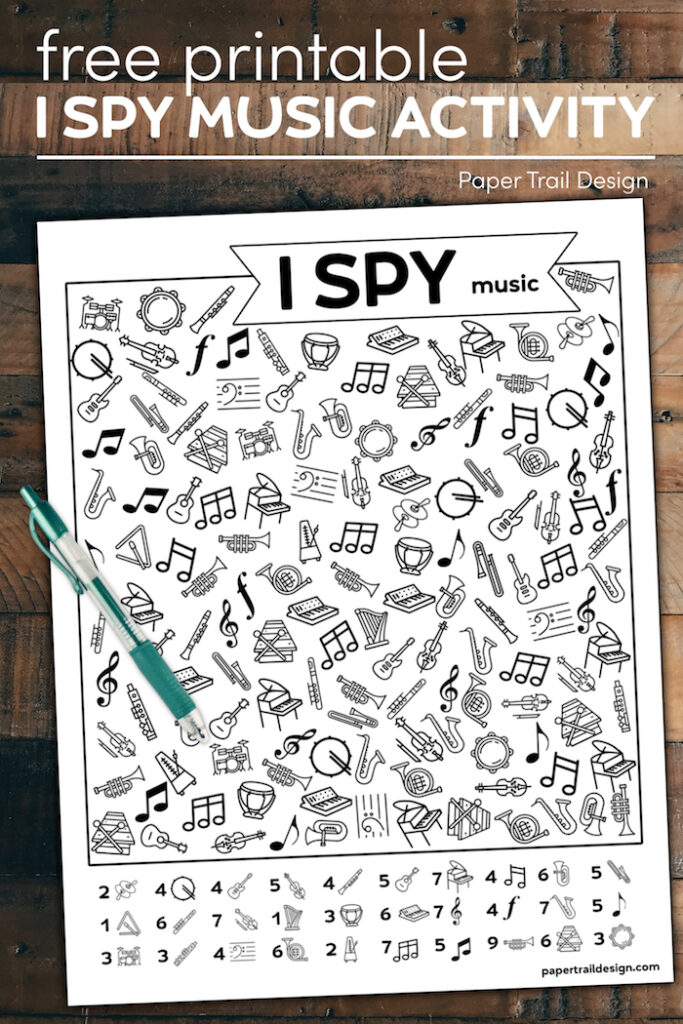 Free Printable I Spy Music Activity - Paper Trail Design