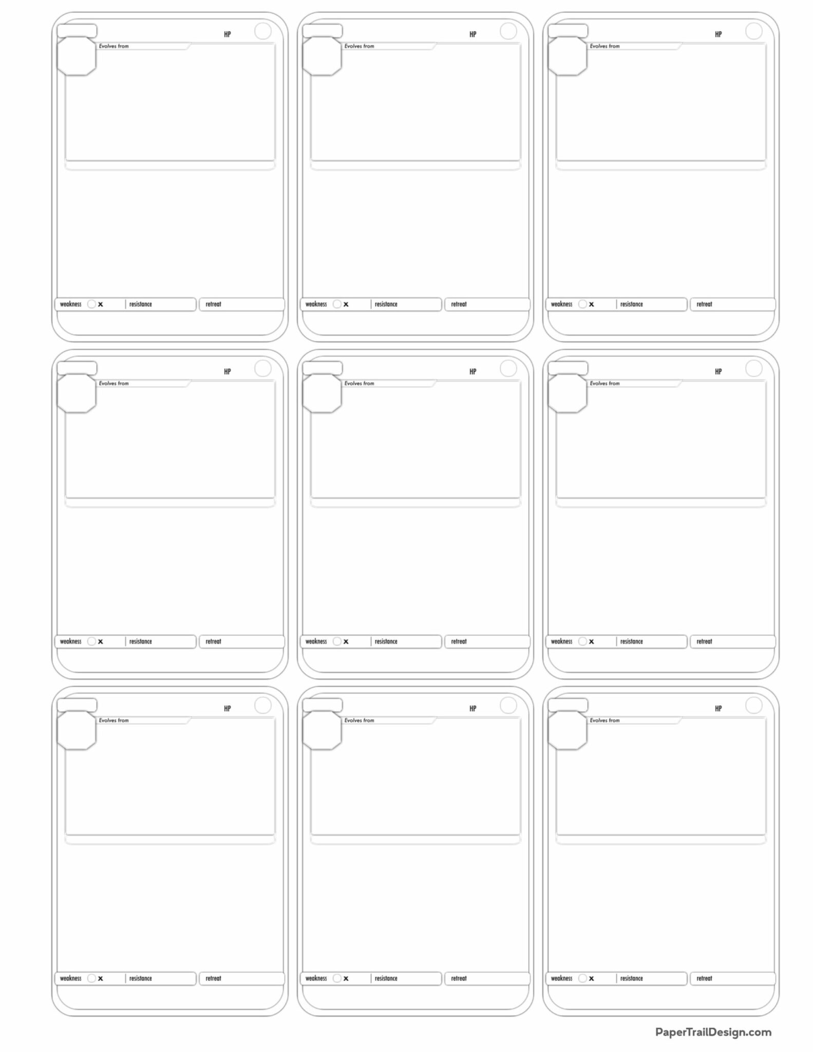 Pokémon Card Template Free Printable - Paper Trail Design