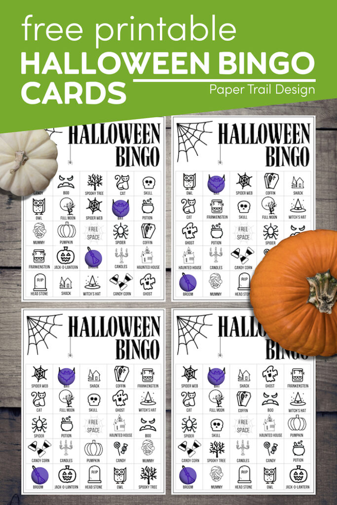 Halloween Bingo Printable Game Cards Template - Paper Trail Design