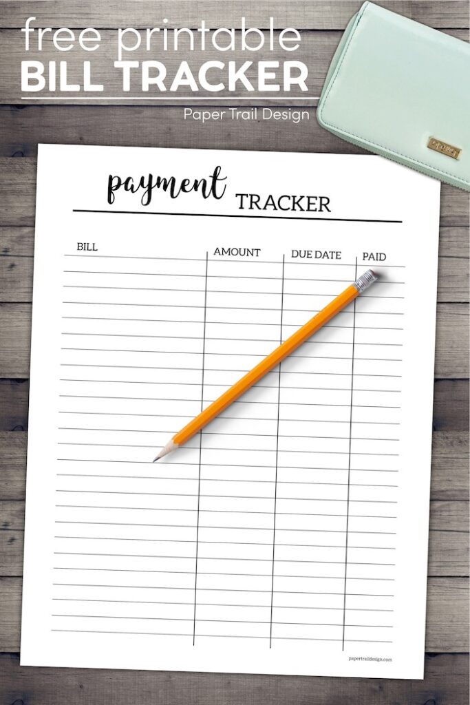 Free Printable Bill Tracker - Paper Trail Design