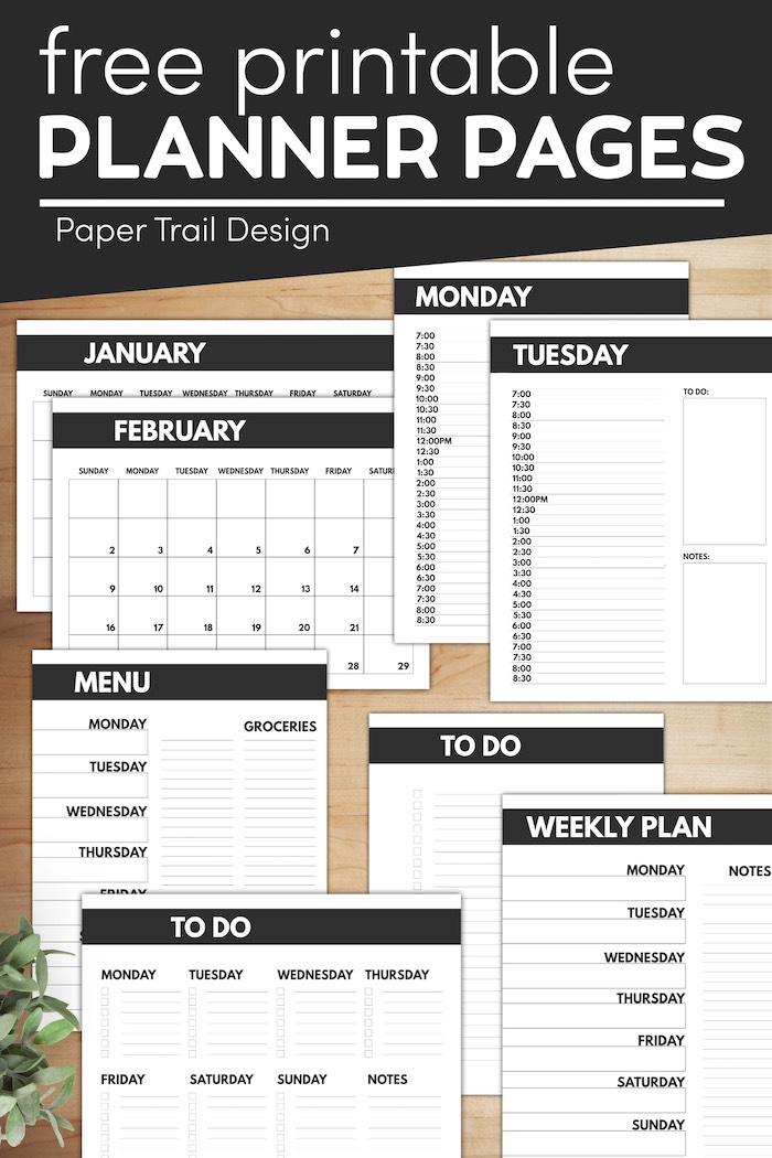 Free Printable Monthly Planner Pages Complete Set - Paper Trail Design