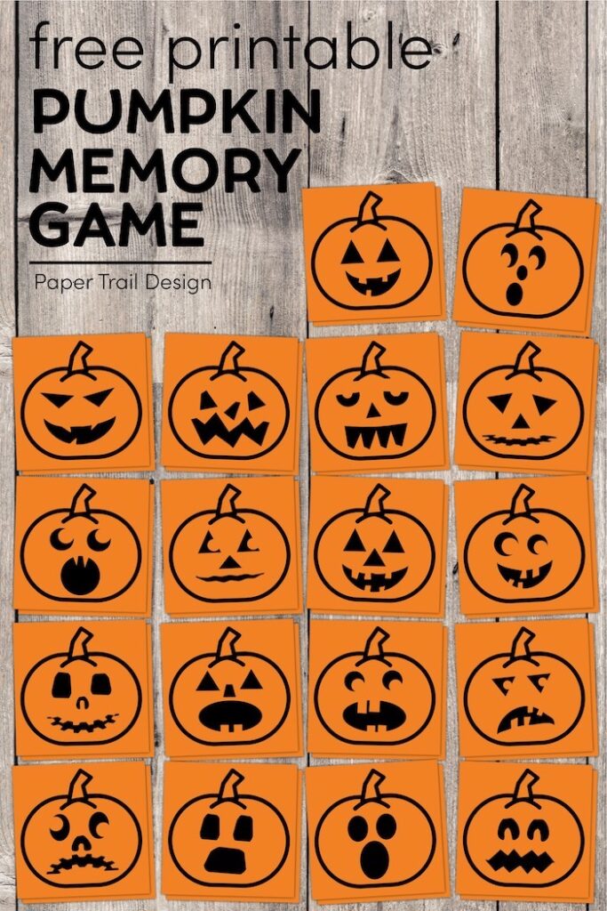 Halloween Pumpkin Memory Game For Kids - Paper Trail Design