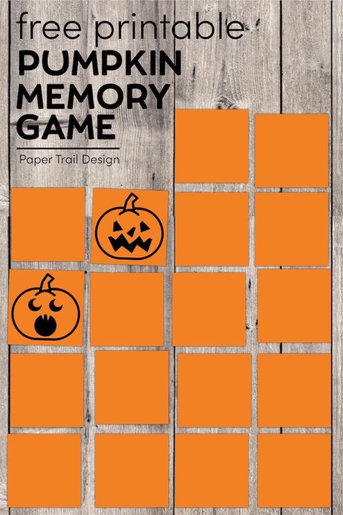 Halloween Pumpkin Memory Game For Kids - Paper Trail Design