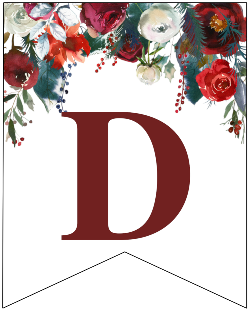 Free Printable Floral Christmas Banner Letters - Paper Trail Design