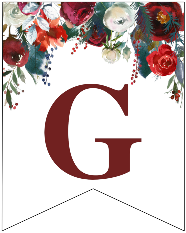 Free Printable Floral Christmas Banner Letters - Paper Trail Design