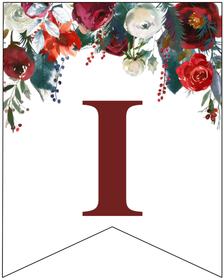 Free Printable Floral Christmas Banner Letters Paper Trail Design