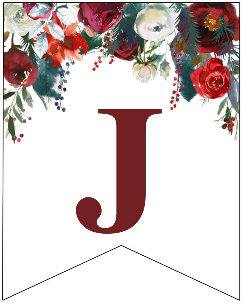 Free Printable Floral Christmas Banner Letters - Paper Trail Design