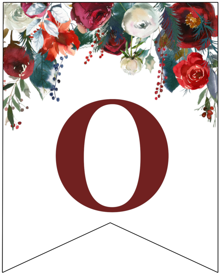 Free Printable Floral Christmas Banner Letters - Paper Trail Design