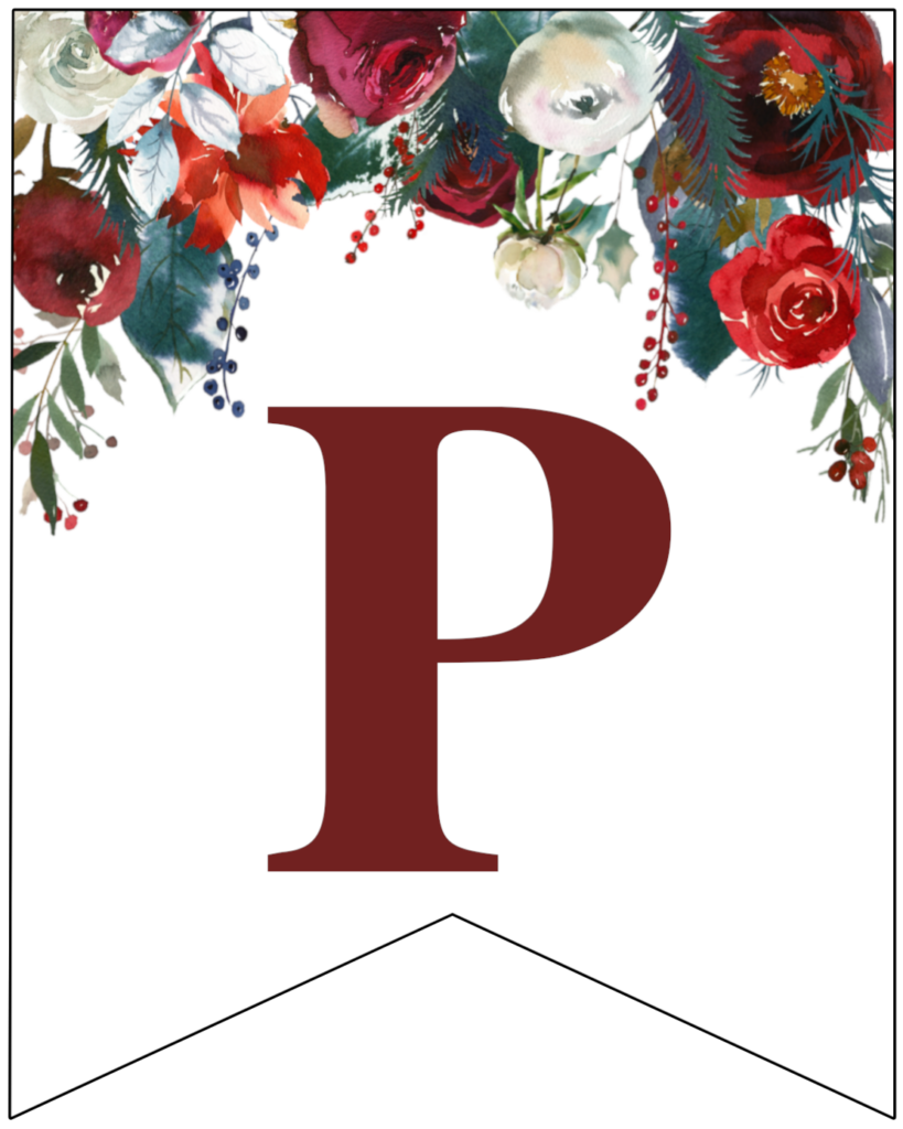 Free Printable Floral Christmas Banner Letters - Paper Trail Design