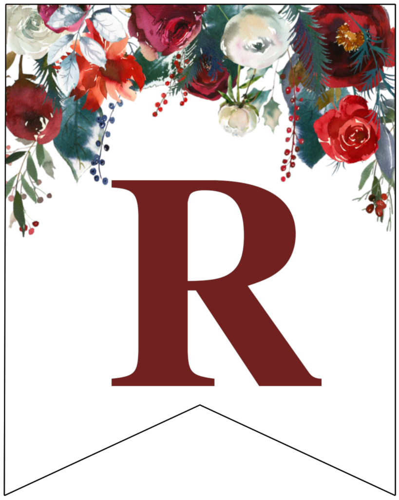 Free Printable Floral Christmas Banner Letters - Paper Trail Design