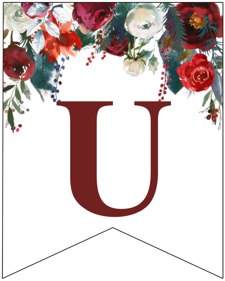 Free Printable Floral Christmas Banner Letters - Paper Trail Design