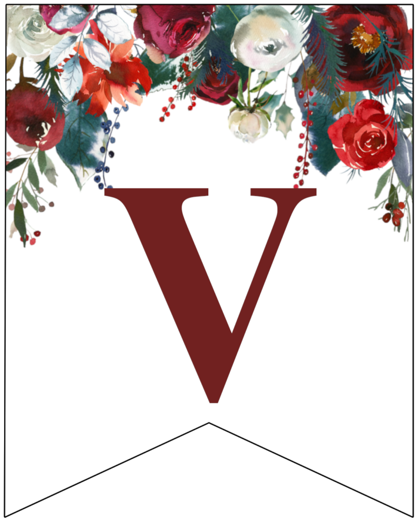 Free Printable Floral Christmas Banner Letters - Paper Trail Design