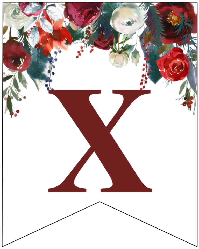Free Printable Floral Christmas Banner Letters - Paper Trail Design