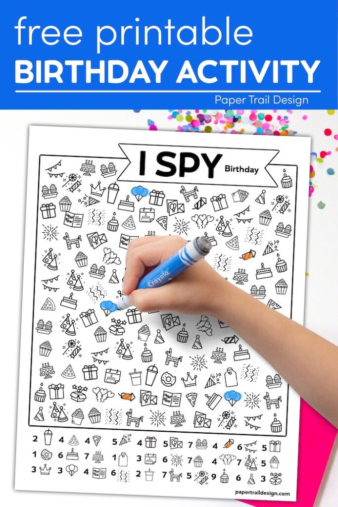 Free Printable I Spy Birthday Activity - Paper Trail Design