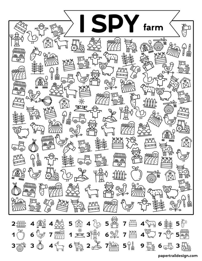 Free Printable Farm I Spy Activity - Paper Trail Design