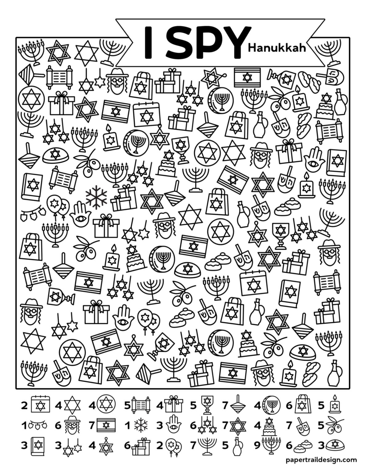 Free Printable I Spy Hanukkah Game - Paper Trail Design