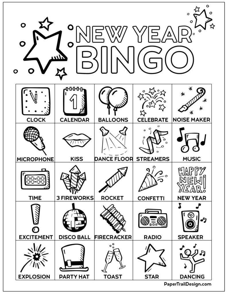 Free Printable New Year's Bingo Cards - Paper Trail Design
