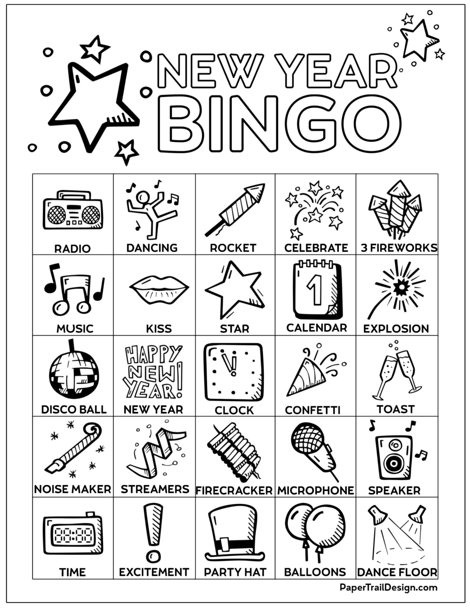 Free Printable New Year's Bingo Cards - Paper Trail Design