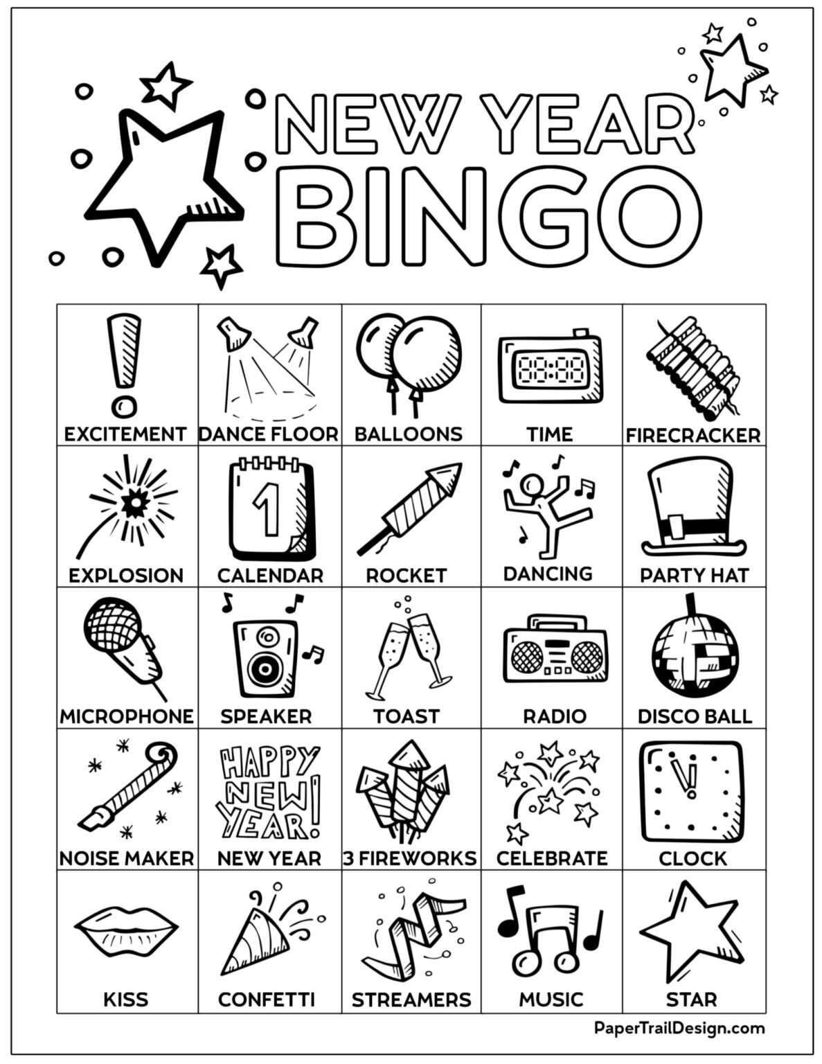 Free Printable New Year's Bingo Cards - Paper Trail Design