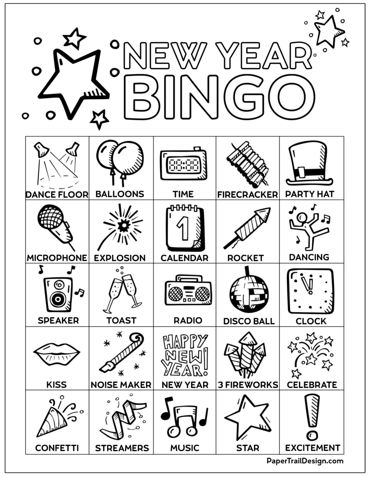 Free Printable New Year's Bingo Cards - Paper Trail Design