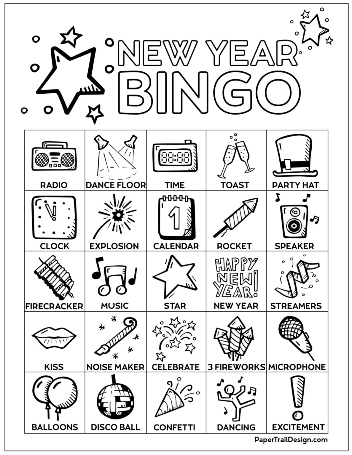 Free Printable New Year's Bingo Cards - Paper Trail Design