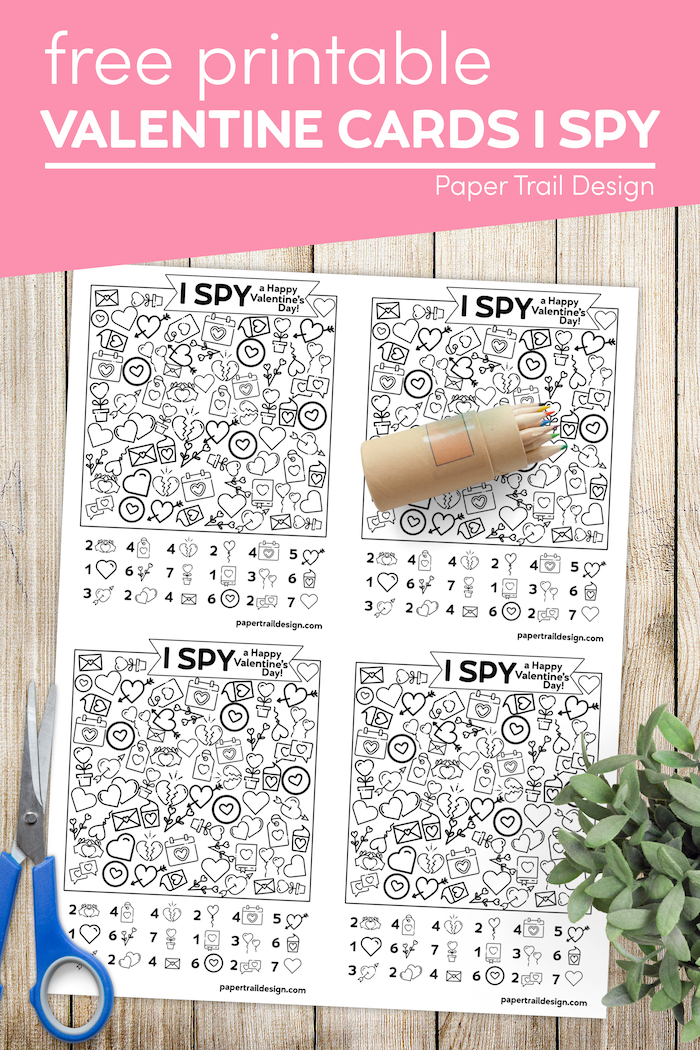 Free Printable I Spy Valentine Exchange Cards - Paper Trail Design