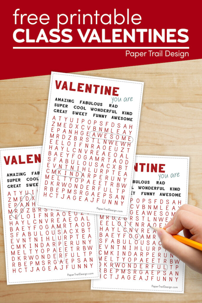 Free Printable Valentines - Word Search - Paper Trail Design