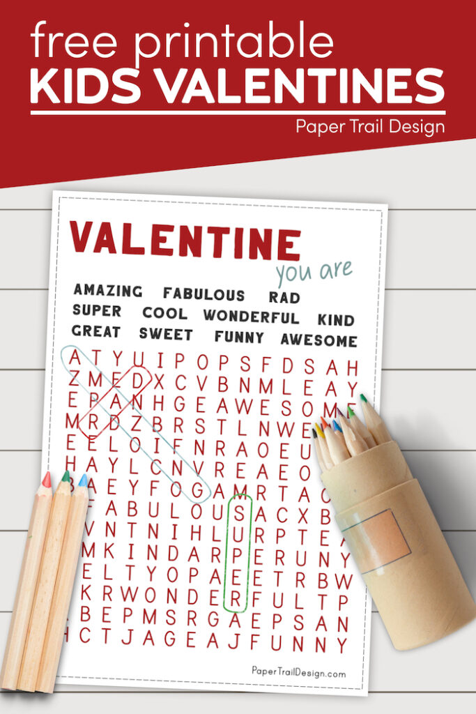 Free Printable Valentines - Word Search - Paper Trail Design