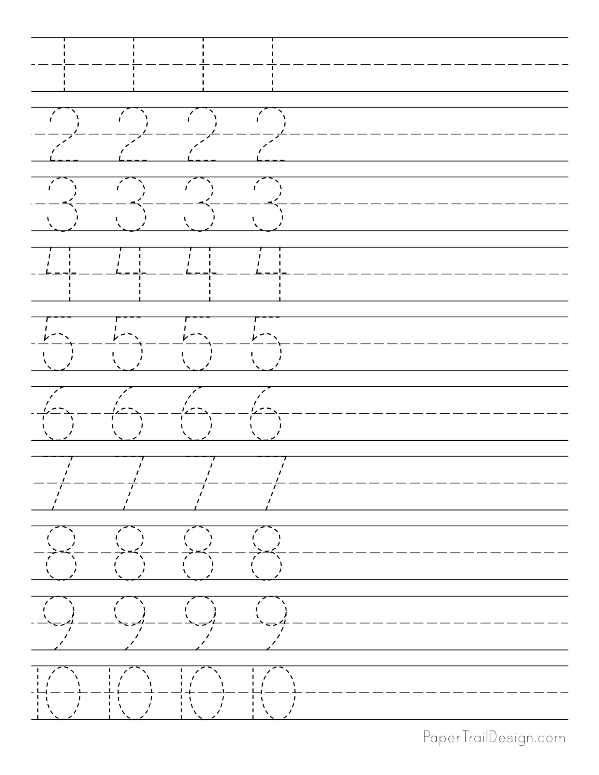 Free Number Tracing Worksheets Paper Trail Design
