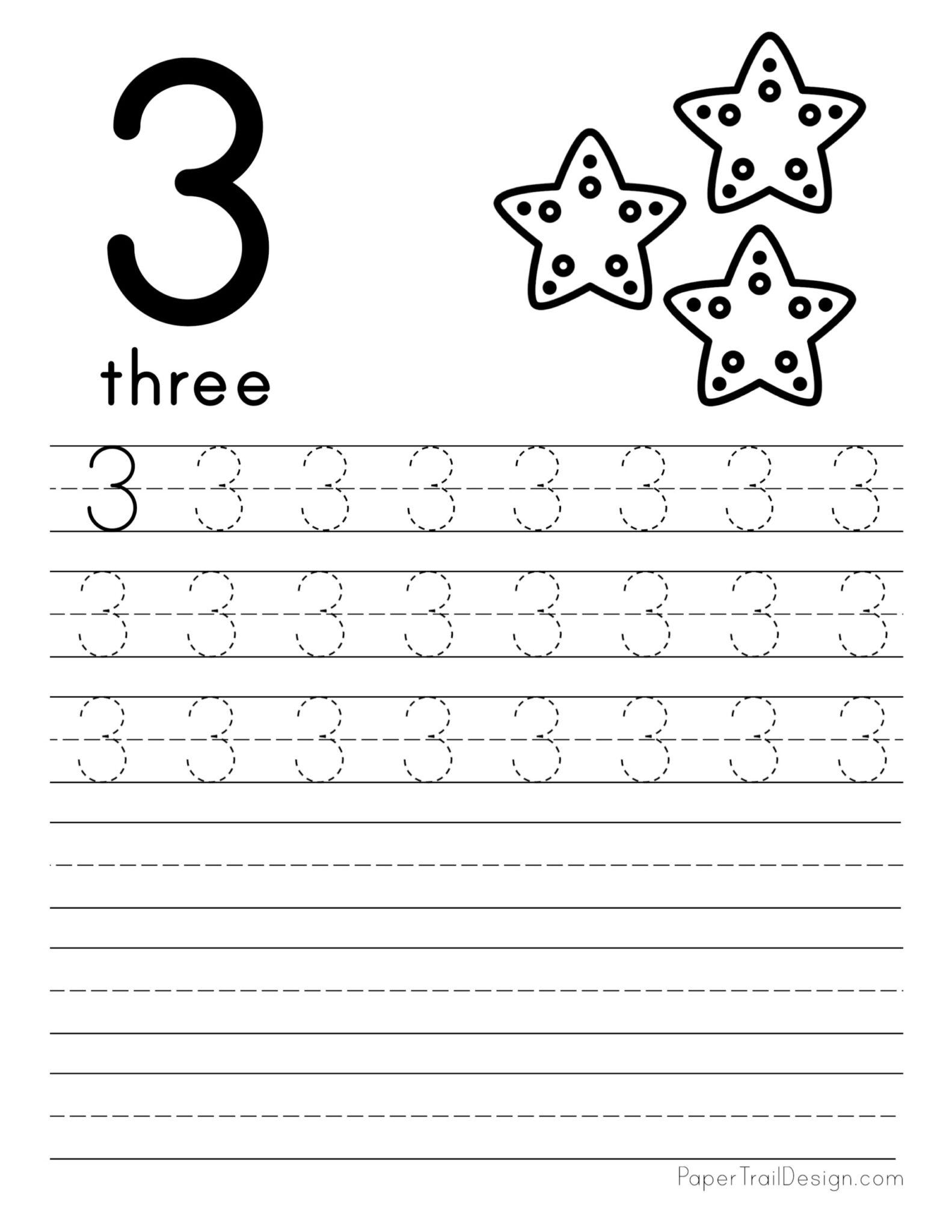 Free Number Tracing Worksheets - Paper Trail Design