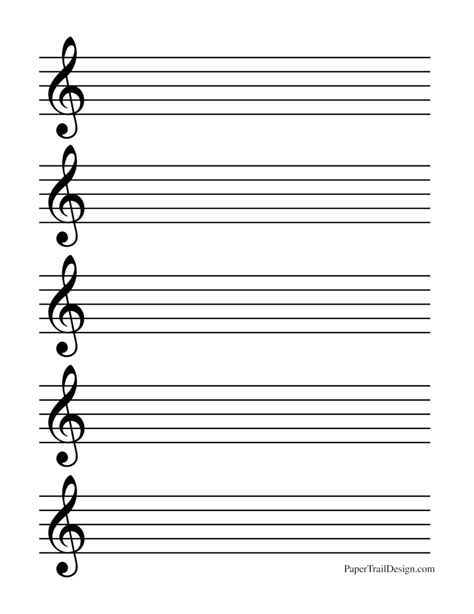 Free Printable Music Staff Paper - Paper Trail Design
