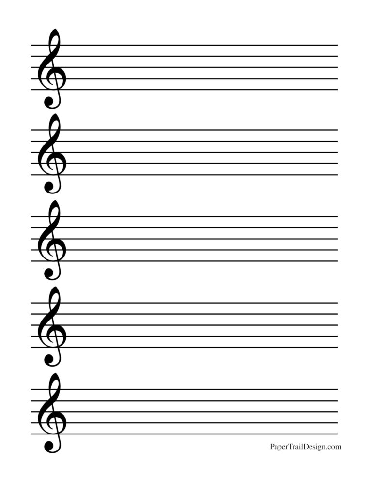 Free Printable Music Staff Paper - Paper Trail Design