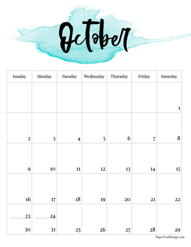 2022 Printable Calendar - Watercolor - Paper Trail Design