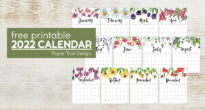 2022 Free Printable Calendar – Floral - Paper Trail Design