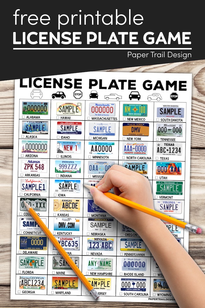 Road Trip License Plate Game Printable - Paper Trail Design